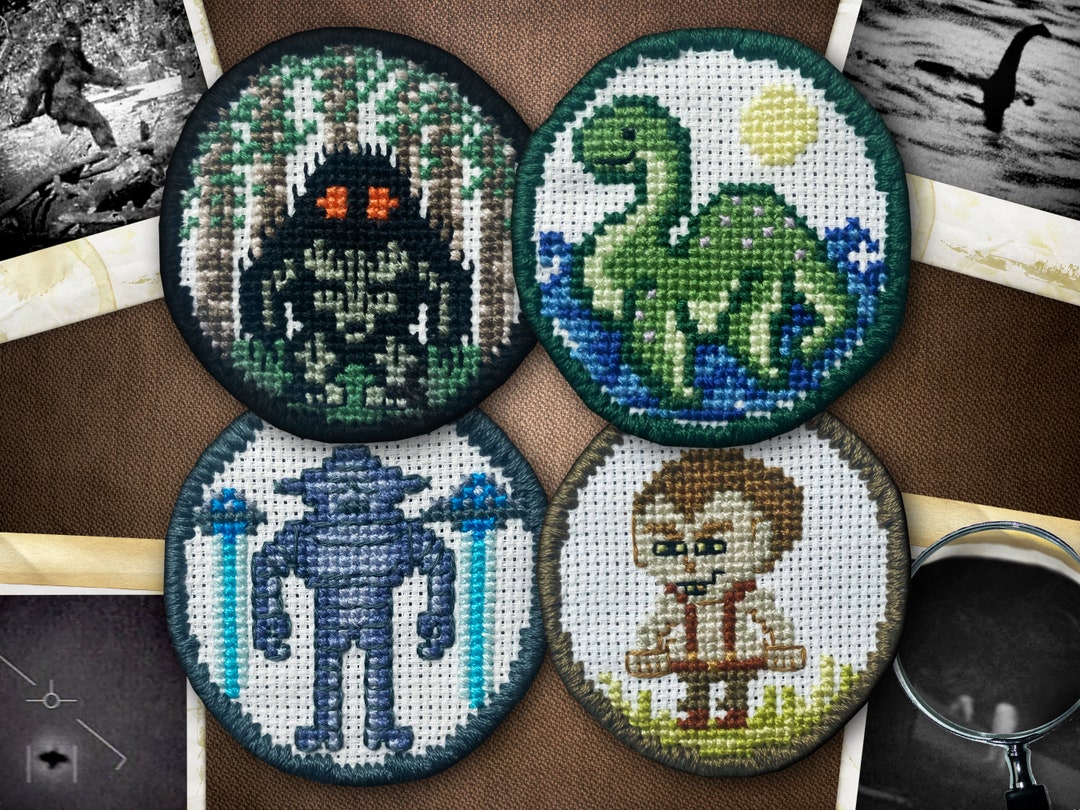 Cryptid Patch Pattern Pack - Nessie & Friends - Cross Stitch Embroidery ...