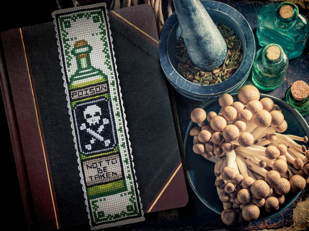 Victorian Poison Bottle - Bookmark Pattern Cross Stitch Embroidery ...