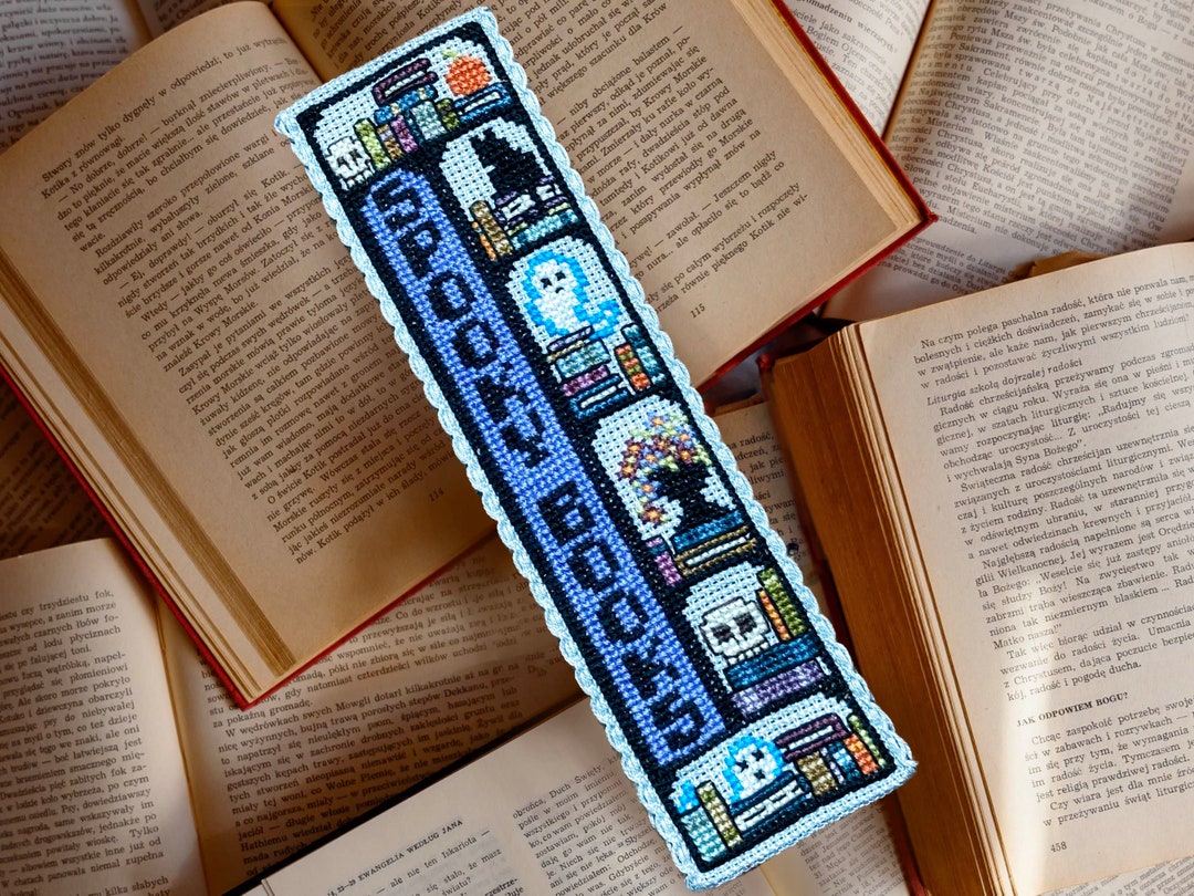 Spooky Books Bookmark Pattern Cross Stitch Embroidery Library Mystery ...