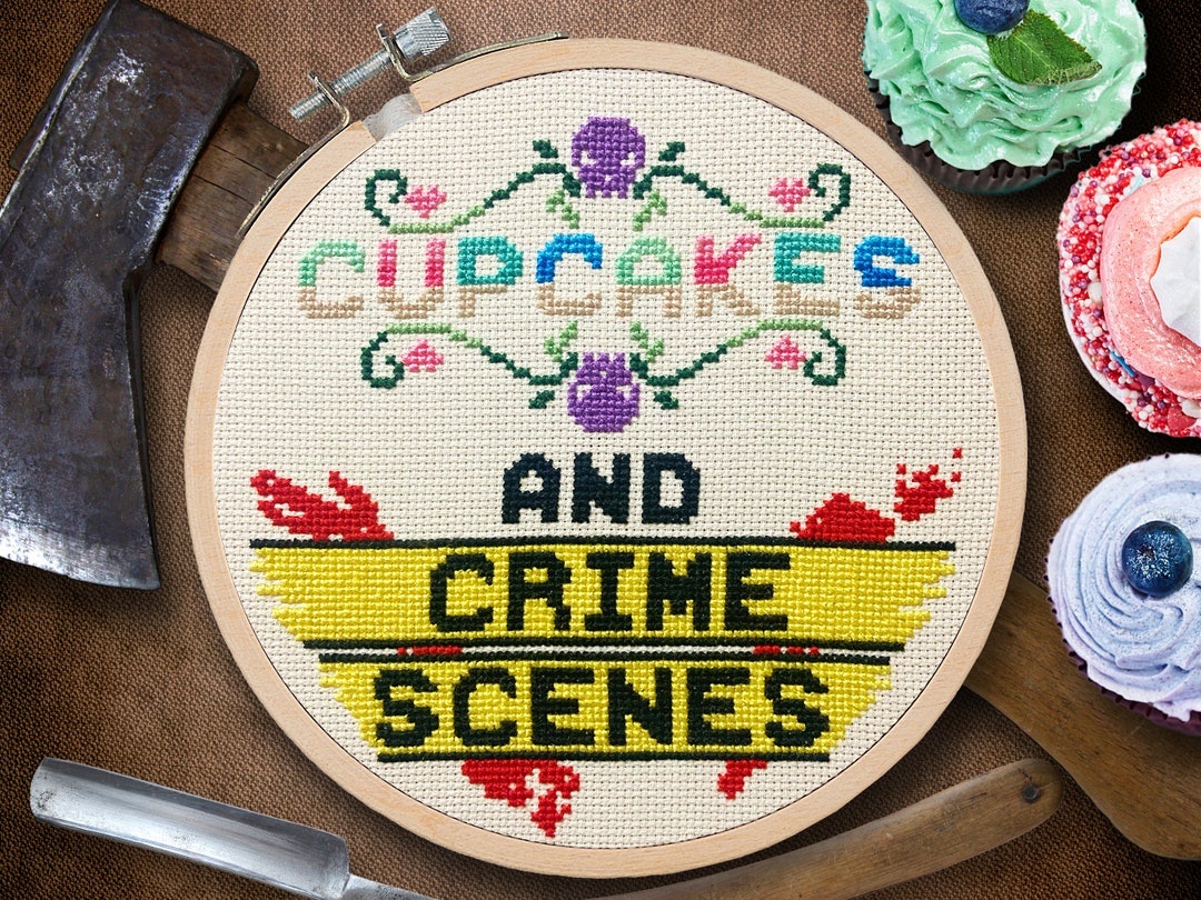 Cupcakes & Crime Scenes Cross Stitch Pattern Embroidery True Crime Cozy ...