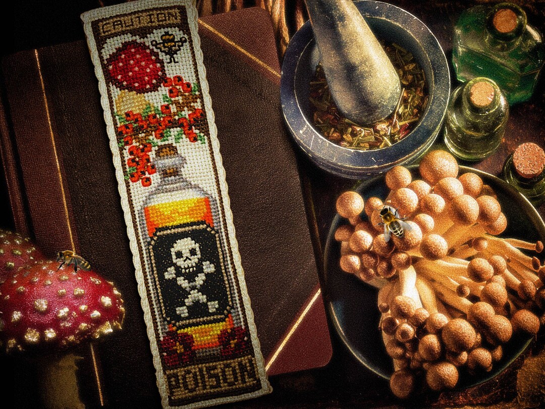 Bittersweet Poison Bottle - Bookmark Pattern Cross Stitch Embroidery ...
