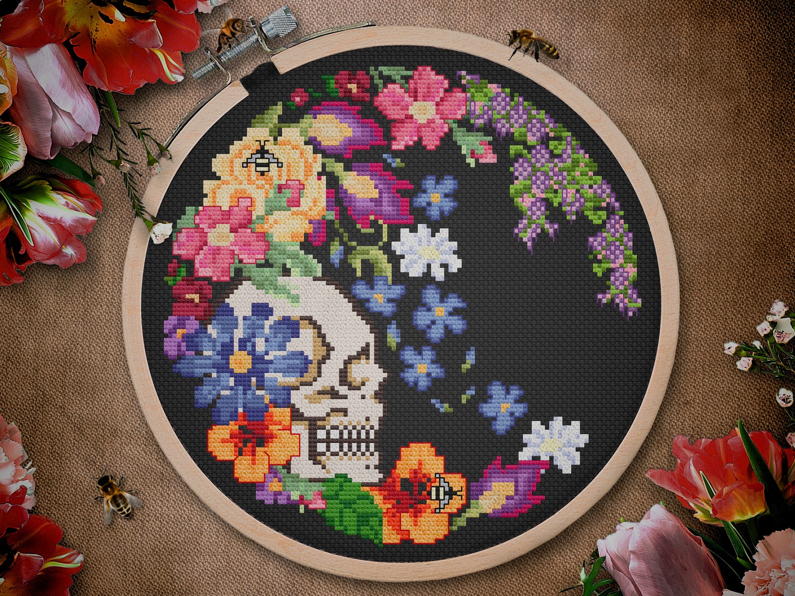 Death in Summer Cross Stitch Pattern Embroidery Flowers - Etsy
