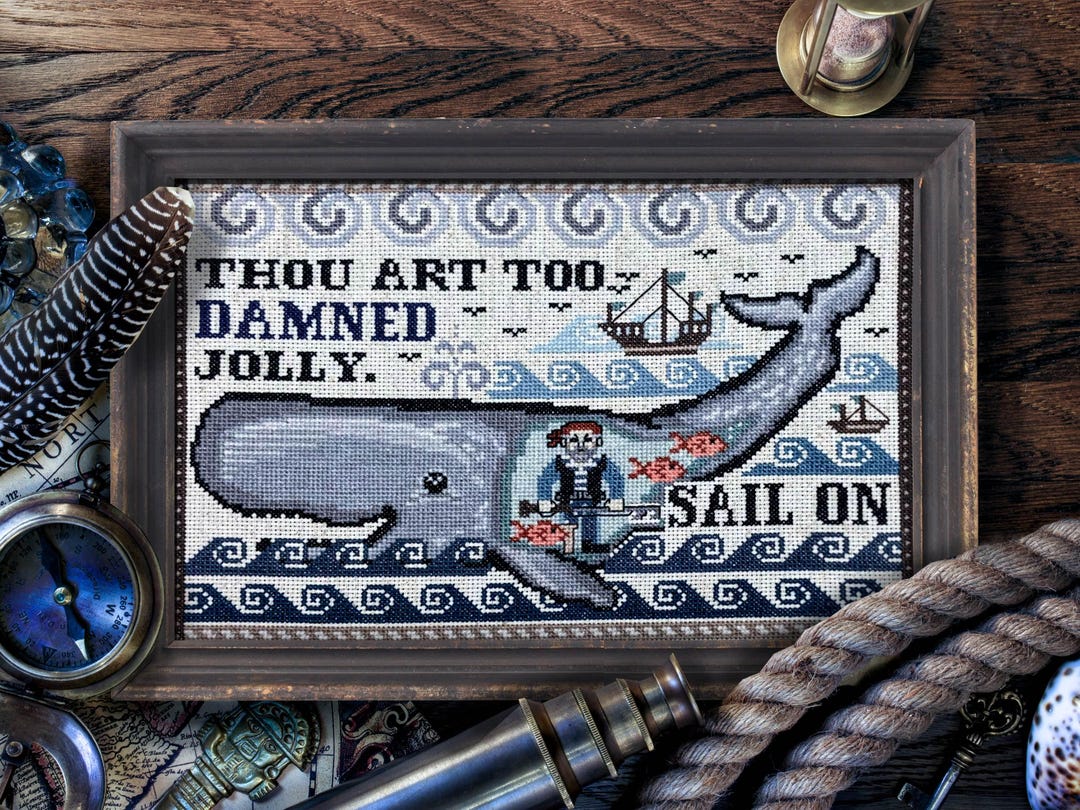 Sail on Nautical Sampler - Cross Stitch Pattern Embroidery Whale ...