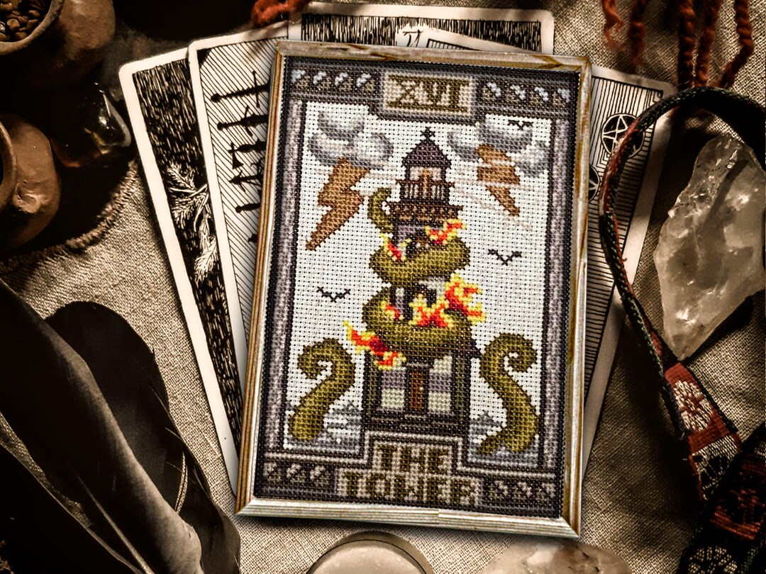 The Tower Kraken Tarot - Cross Stitch Pattern Embroidery Cryptid ...