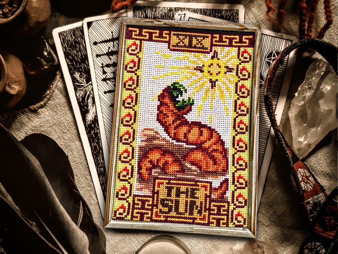 The Sun Mongolian Death Worm Tarot - Cross Stitch Pattern Embroidery ...