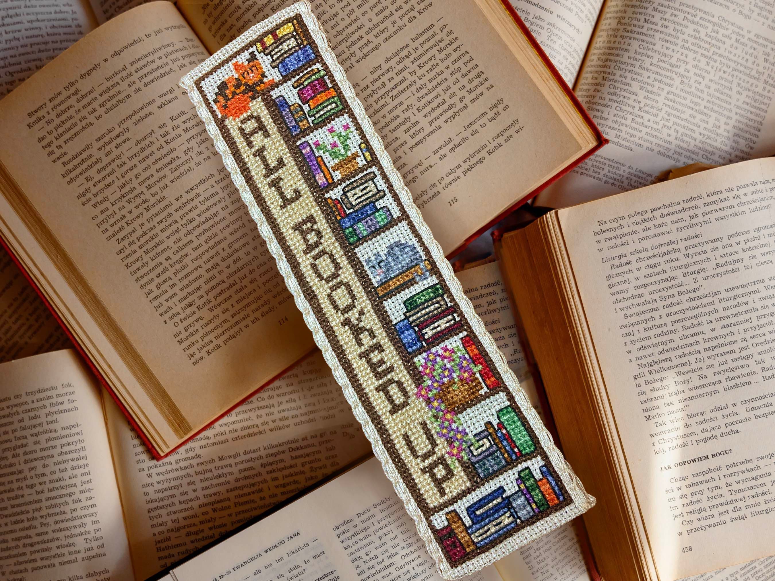 All Booked up - Bookmark Pattern Cross Stitch Embroidery Library Cats ...