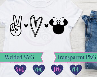 Peace Love Minnie Svg - Etsy