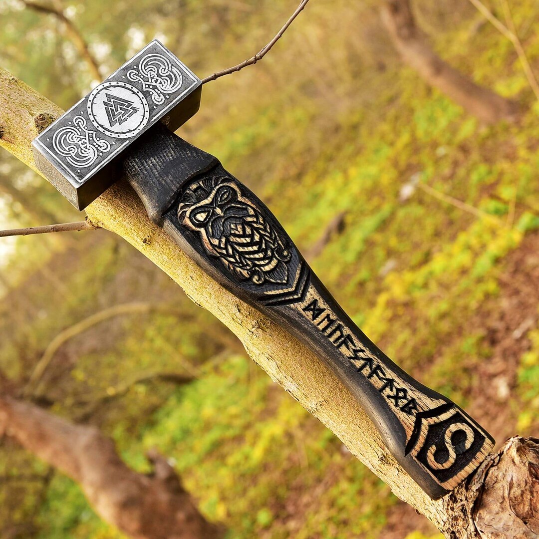 Handcrafted Viking Valknut Hammer Norse Mythology Inspired Customizable ...