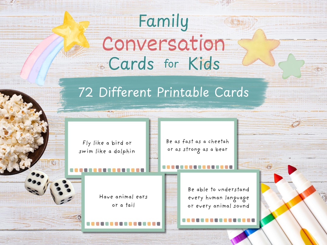 Family Conversation Cards Printable Dinner Conversation Cards ...