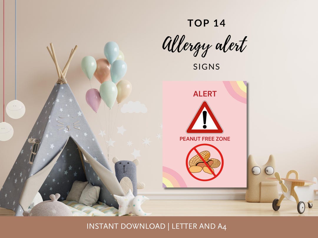 Printable Food Allergy Alert Sign for Classroom, Daycare Food Allergy ...