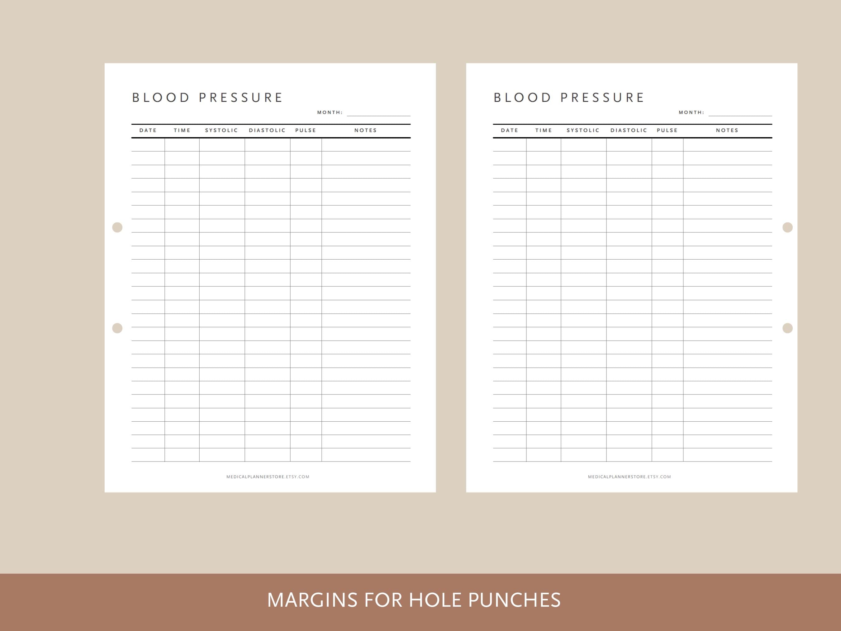 Printable Blood Pressure Log Daily Blood Pressure Tracker Hypertension ...