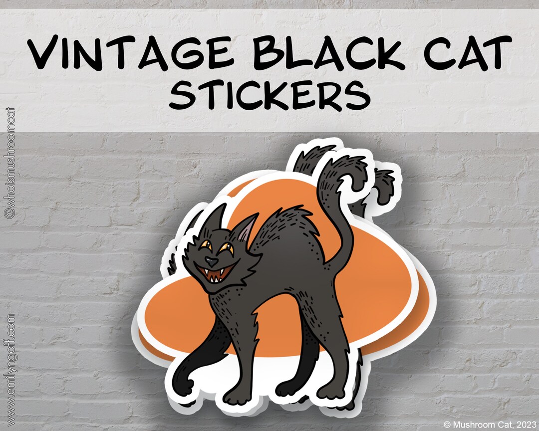 Vintage Black Cat Sticker - Etsy