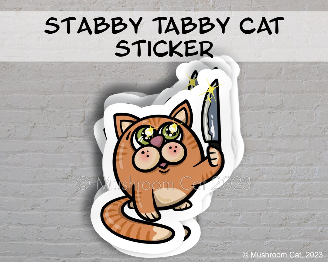 Stabby Tabby Cat Sticker - Etsy