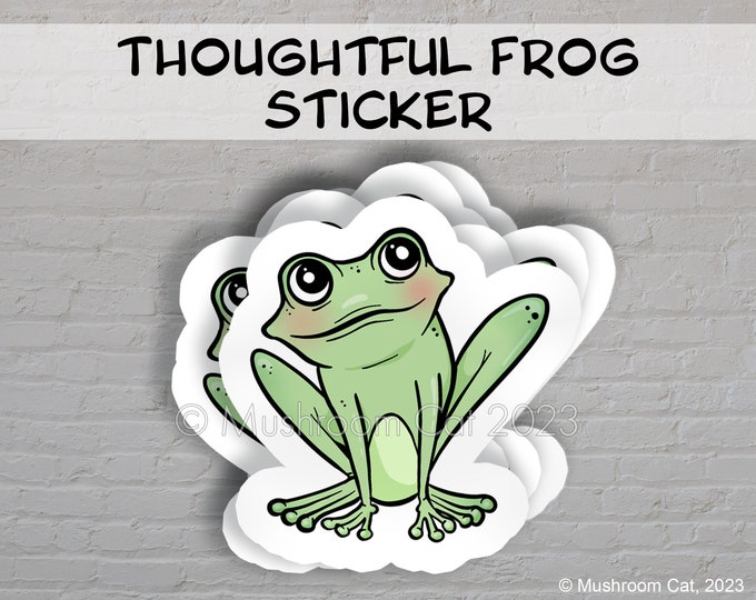 Thoughtful Frog Sticker - Etsy