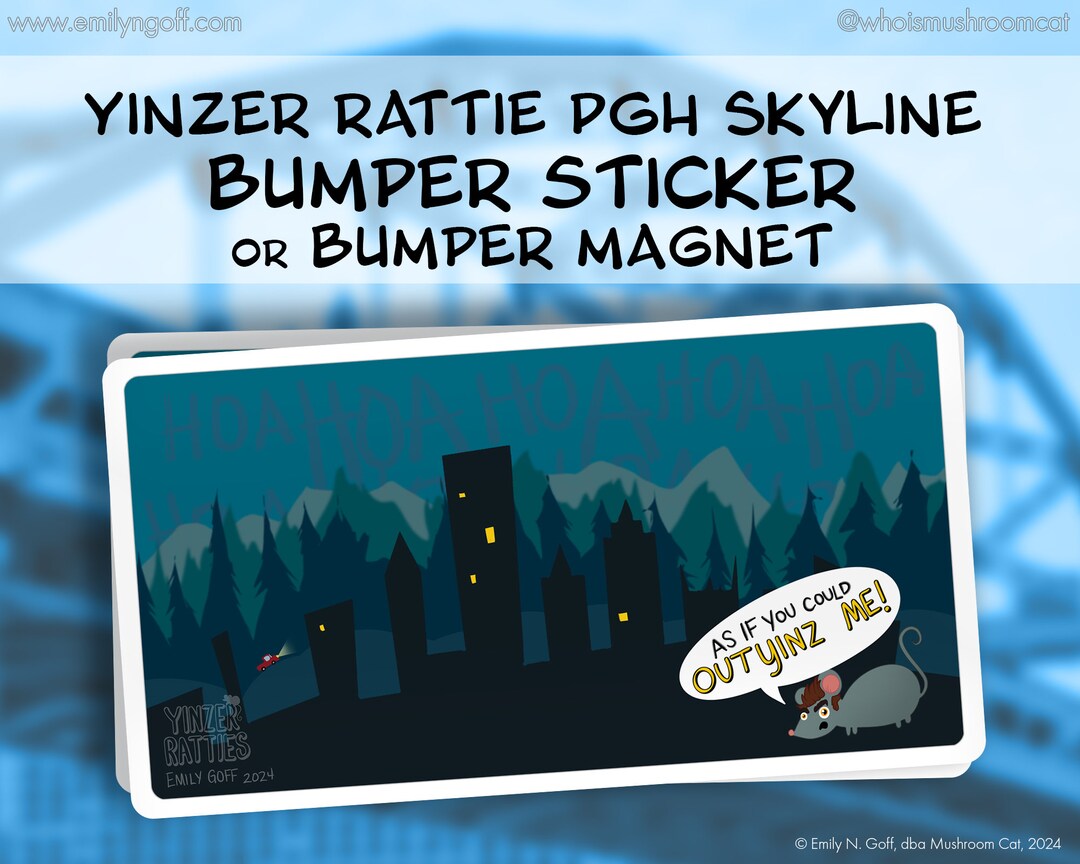 Yinzer Rattie PGH Skyline BUMPER Sticker or Magnet - Etsy