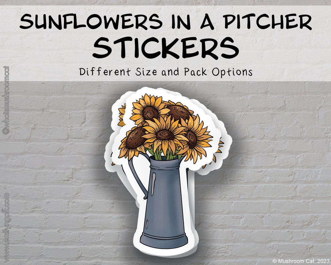 Sunflowers in a Pitcher Sticker - Etsy