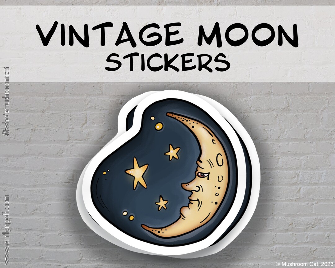 Vintage Moon Halloween Sticker - Etsy