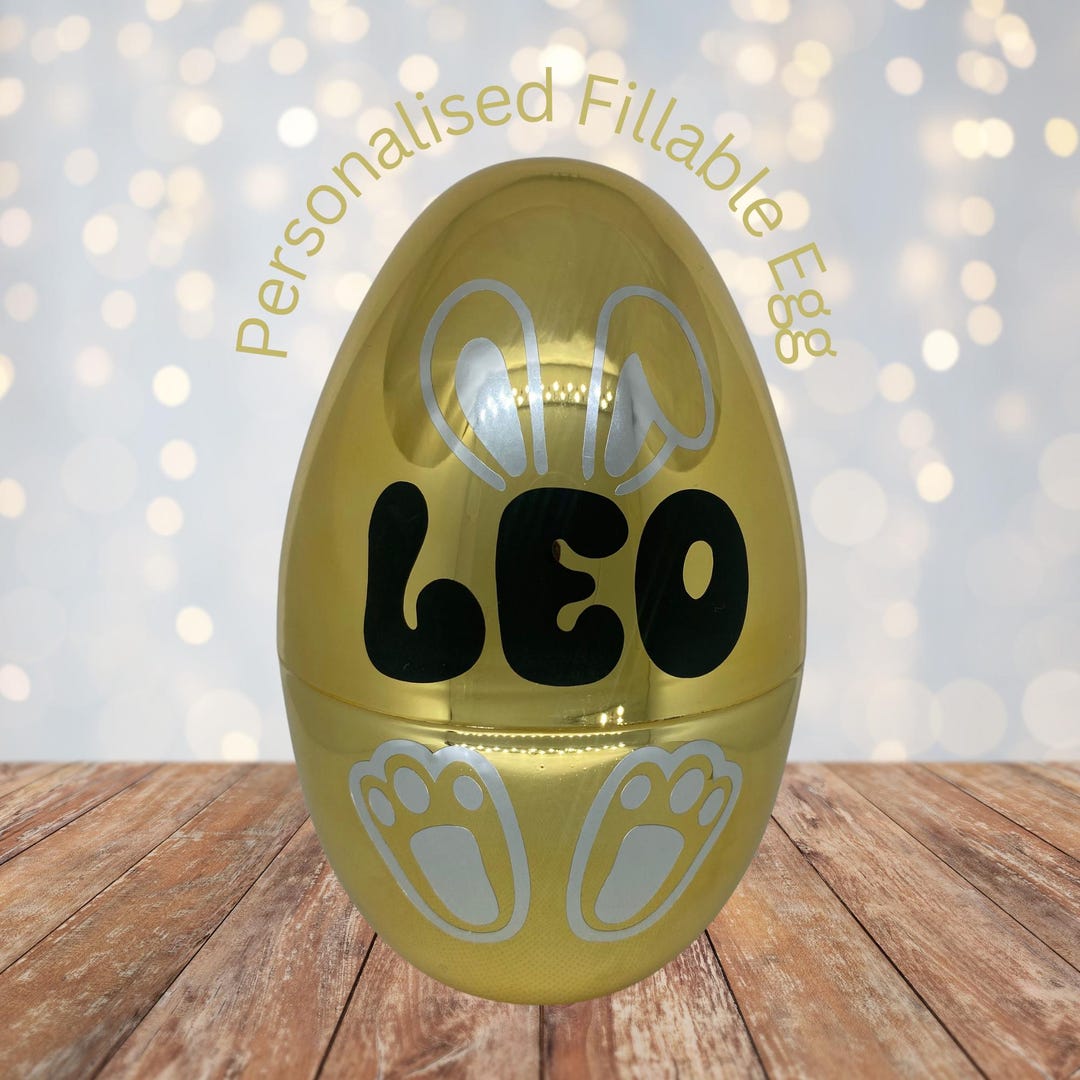 Golden Personalised Fillable Easter Egg Refillable Gift 5.5 Inches ...