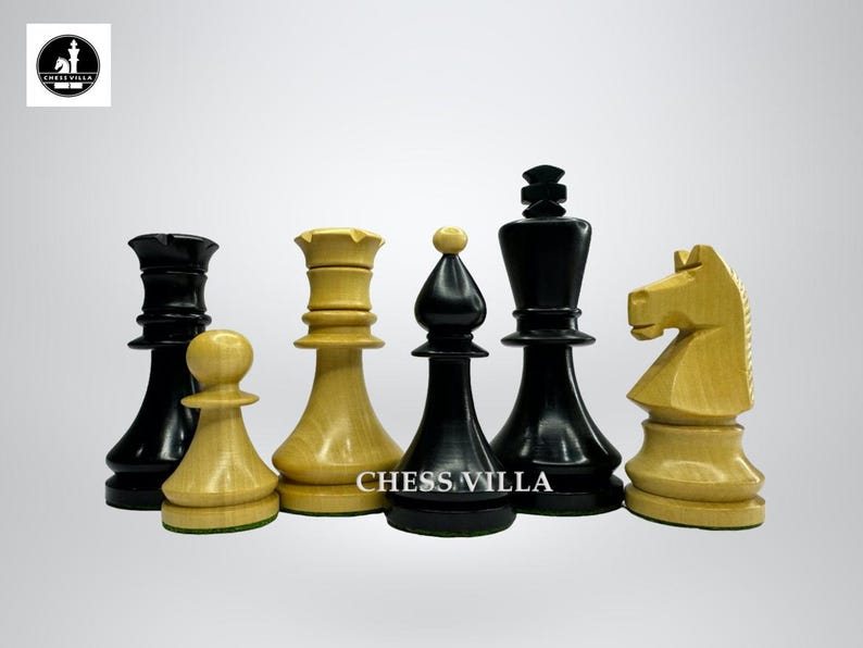 3.8" Romanian Hungarian Chess Pieces Only Set - Weighted Ebonised ...