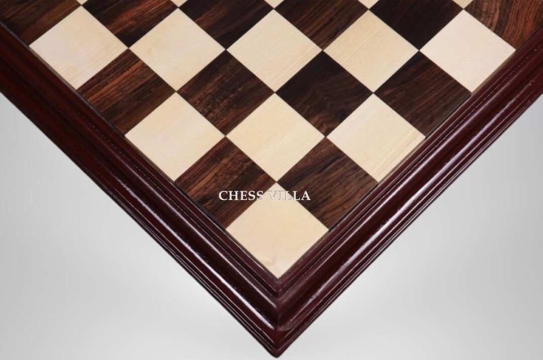 21" Rosewood & Maple Wood Luxury Chess Board With Carved Border - 57 Mm ...