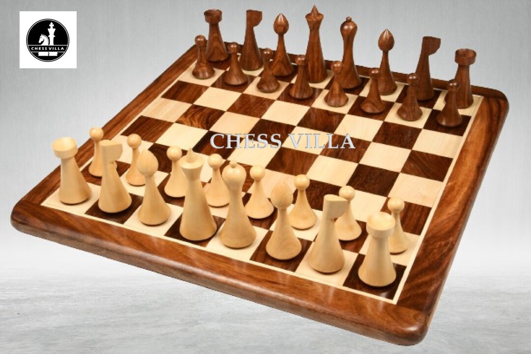 Hermann Ohme Minimalist Combo Chess Set- Golden Rosewood Pieces With ...