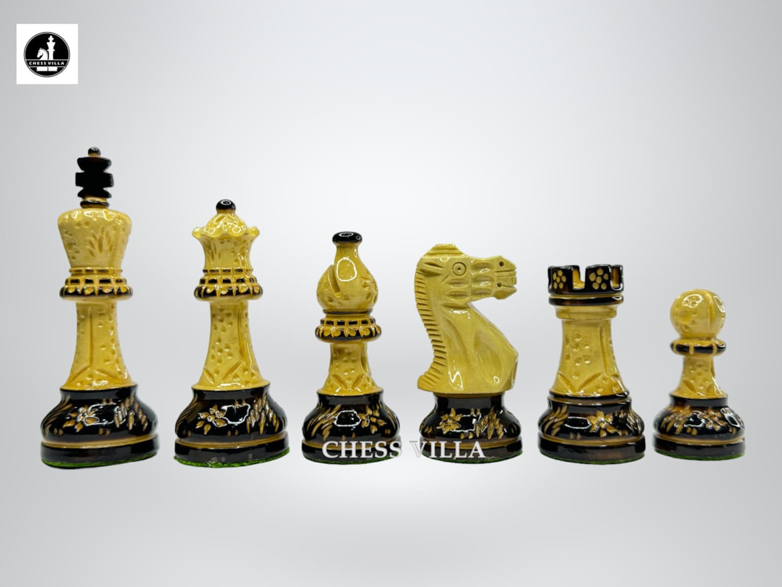 3.9" Parker Staunton Luxury Chess Set - Chess Pieces Only - Burnt ...