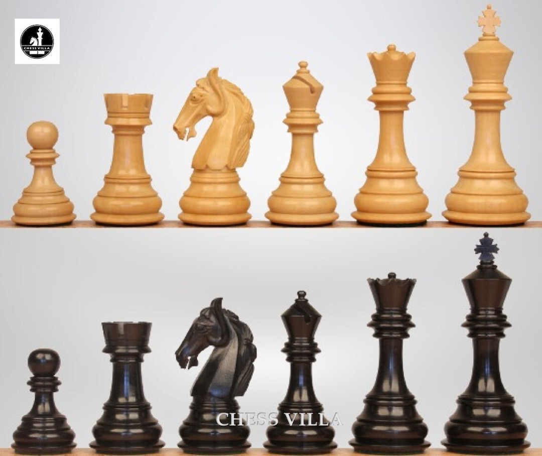 4.6" Rare Columbian Luxury Chess Pieces Only Set -triple Weighted Ebony ...
