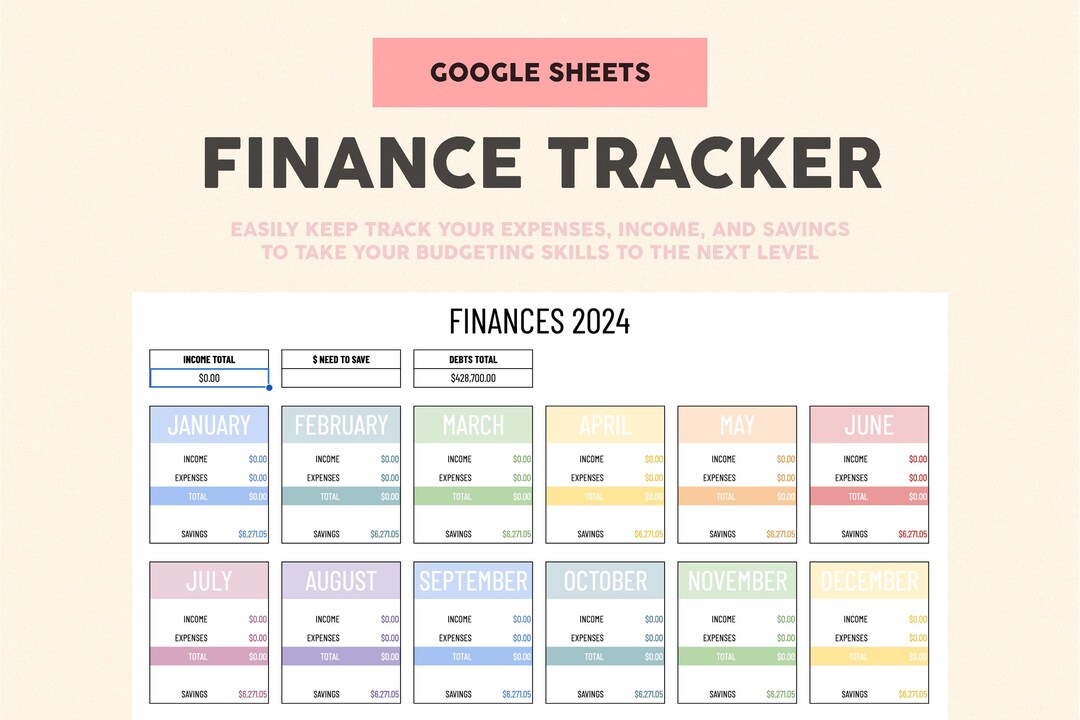 Finance Tracking Spreadsheet | Ultimate Monthly Spreadsheet for Google ...