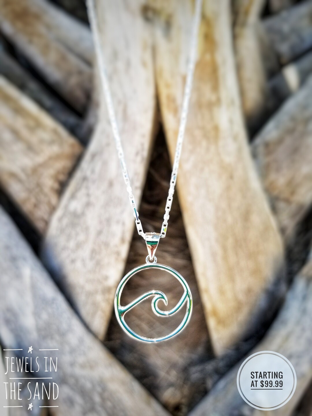 Silver Wave Pendant and Chain - Etsy