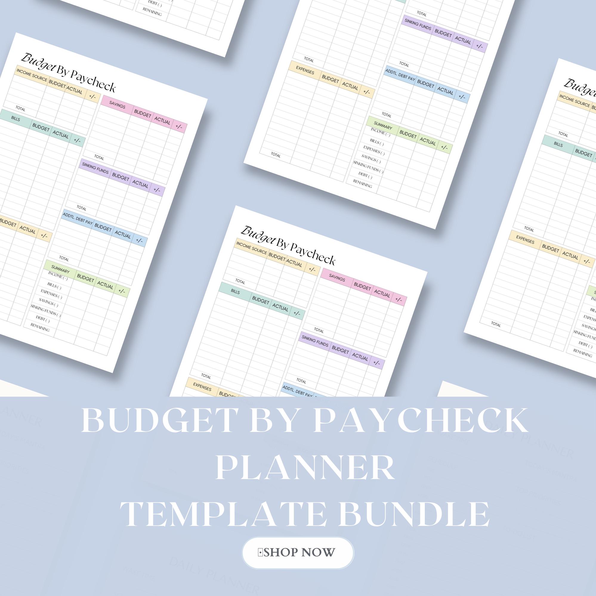 Printable Budget Planner by Paycheck | Digital Personal Finance ...