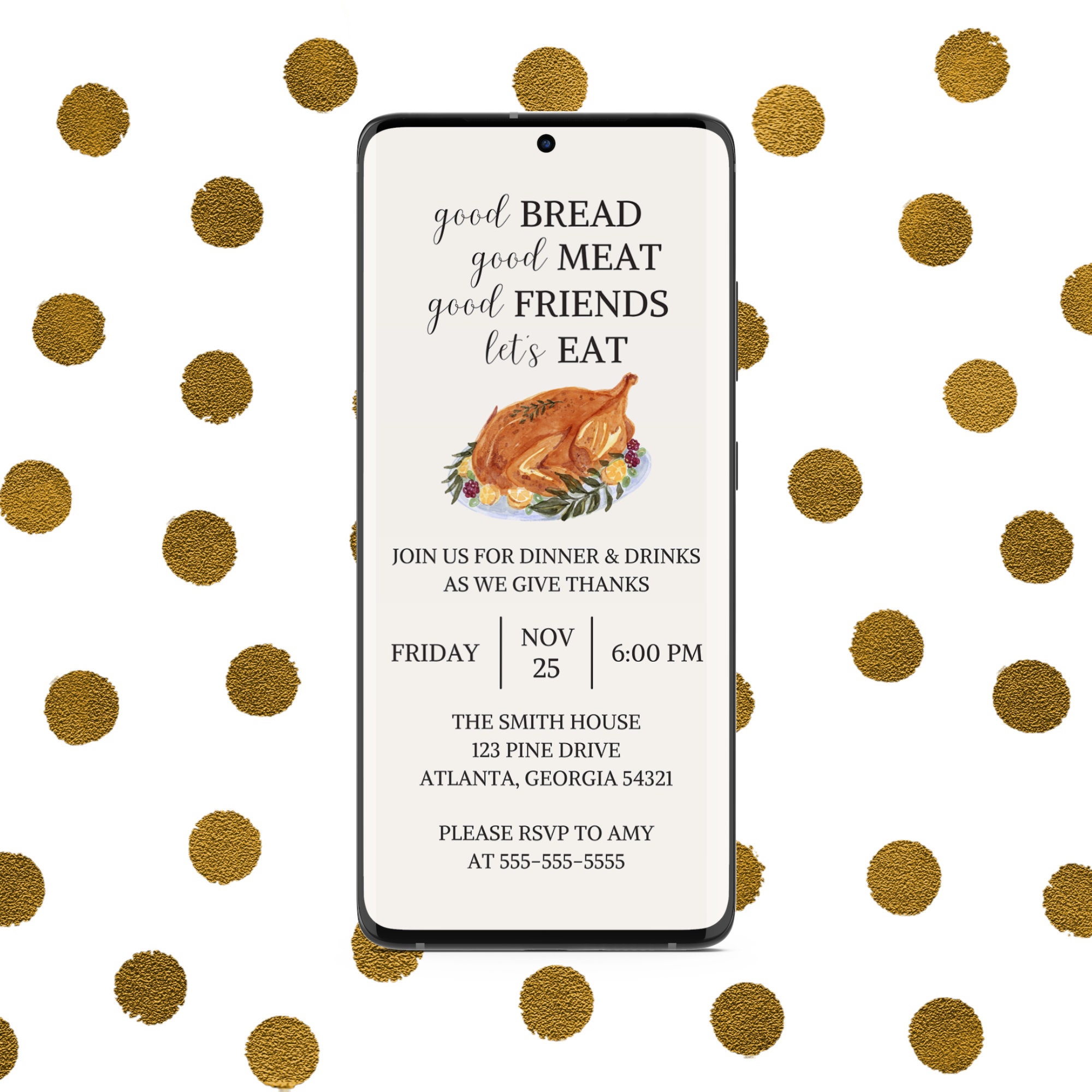 Friendsgiving Invitation, Friendsgiving Invite, Thanksgiving, Digital ...