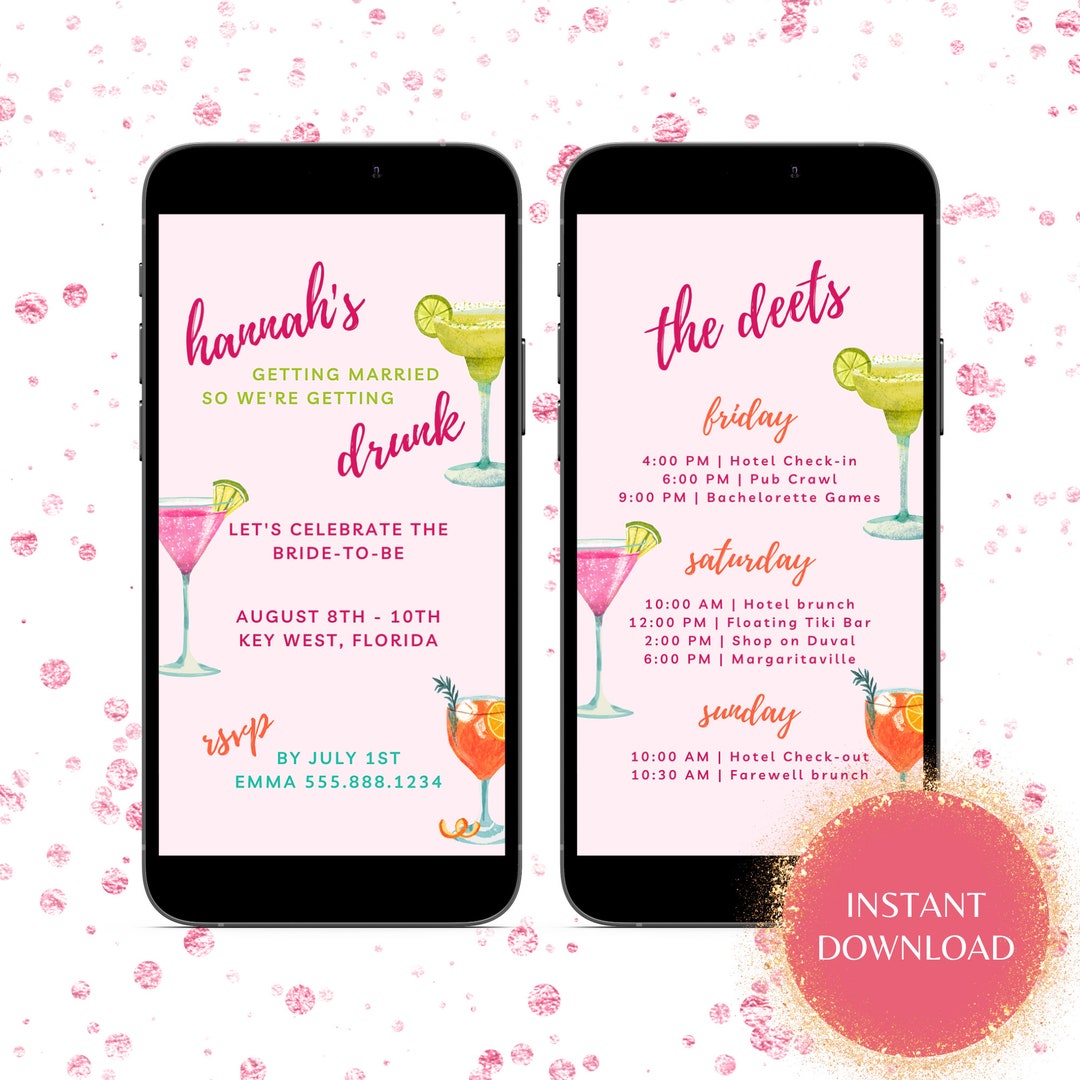 So We're Getting Drunk Bachelorette Itinerary Template, Bachelorette ...