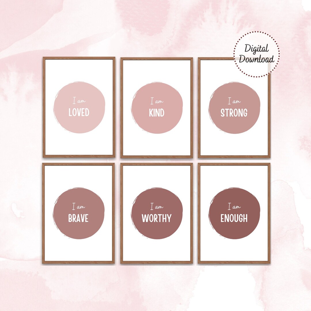 Self Love Positive Affirmation Printable Wall Art, I Am Enough Wall ...