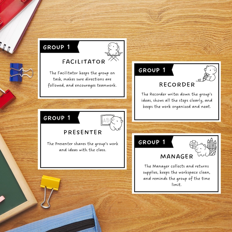 Cute Printable Group Role Cards for Classroom Teams | Facilitator ...