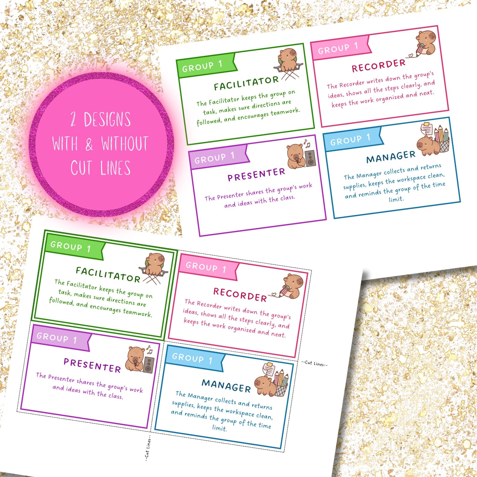 Cute Printable Group Role Cards for Classroom Teams | Facilitator ...