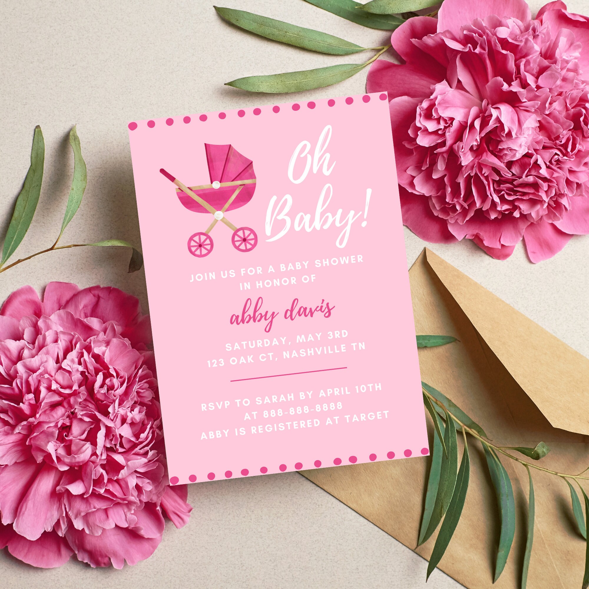 Baby Shower Invitation, Baby Shower Template Digital, Baby Shower, Oh ...