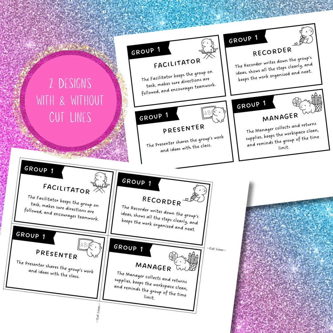 Cute Printable Group Role Cards for Classroom Teams | Facilitator ...