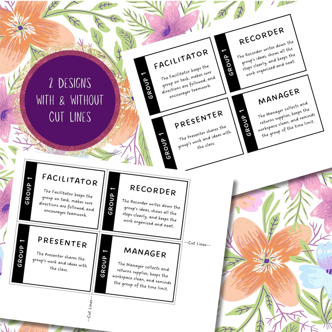 Printable Group Role Cards for Classroom Teams | Facilitator, Recorder ...