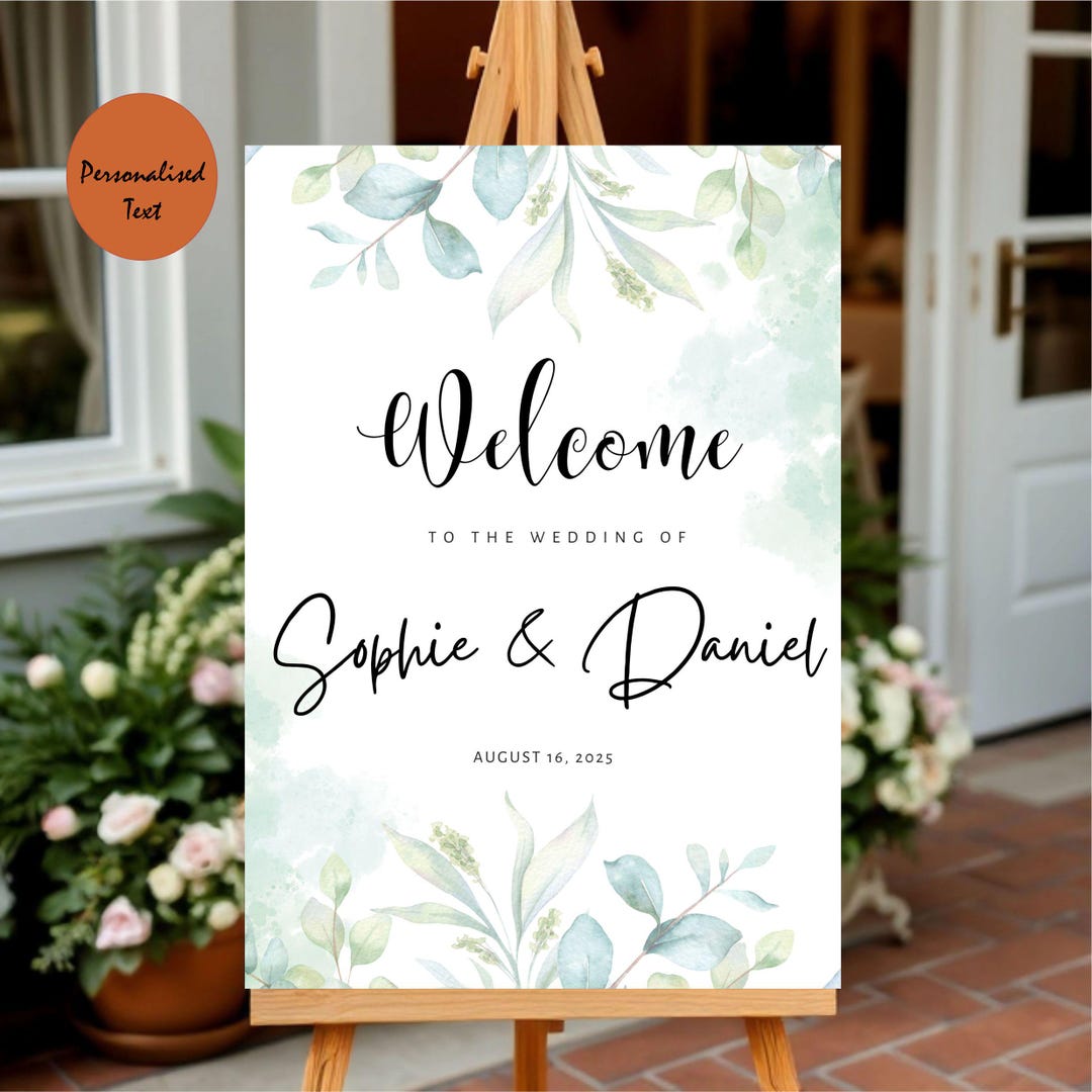 Watercolour Welcome Wedding Sign, Customise Wedding Welcome Sign ...