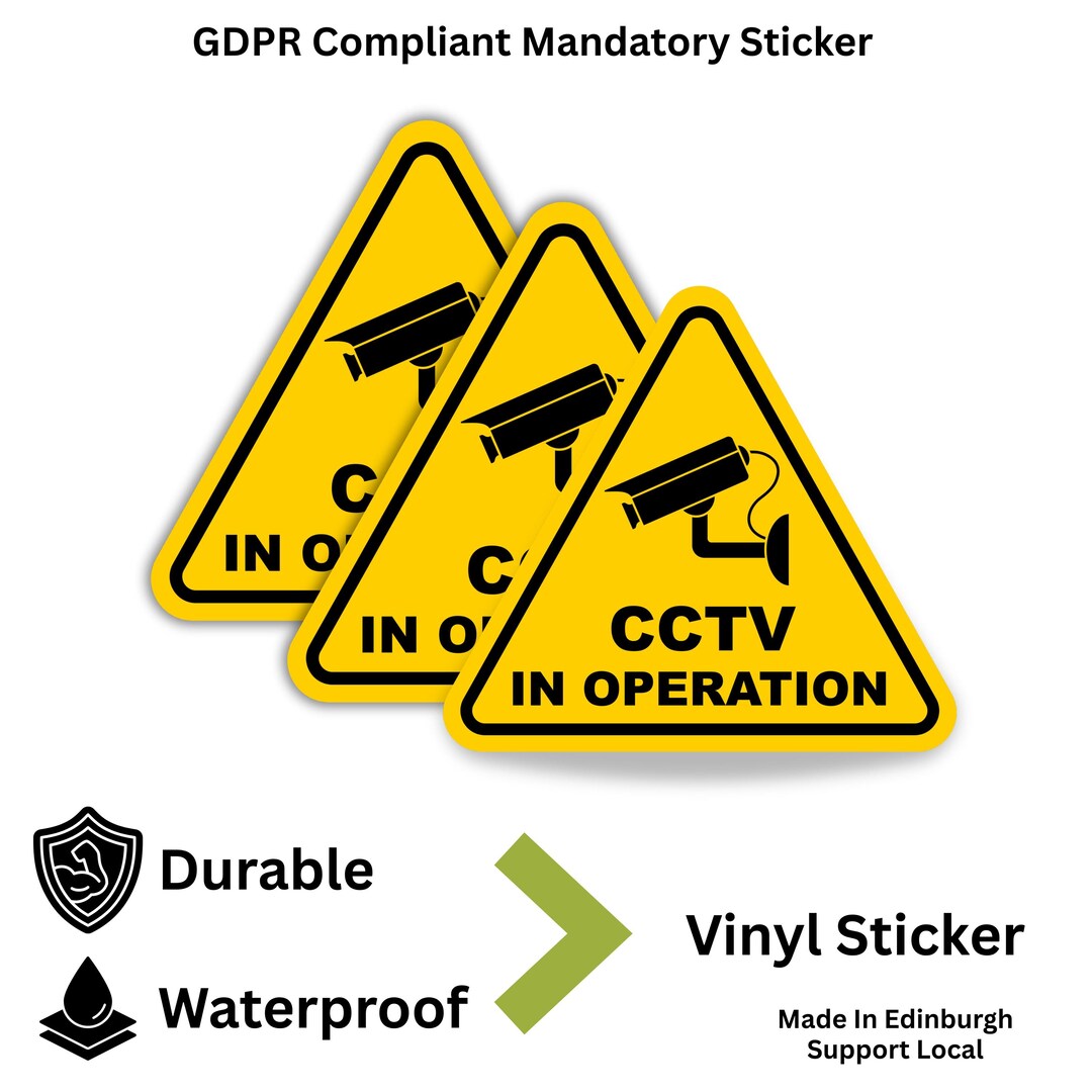 CCTV Sign Sticker GDPR Compliant Vinyl | Waterproof Vinyl Business ...