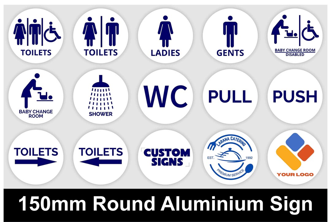 Aluminium Toilet Sign Round Toilet Door Sign - Etsy UK