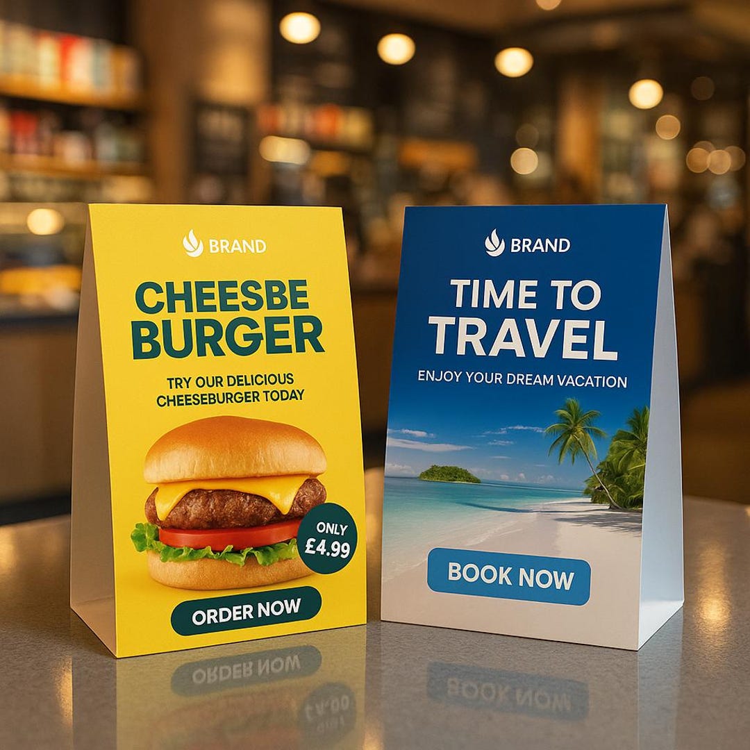 Custom Table Talkers, Menu Display Tent Cards, POS Signs, Countertop ...