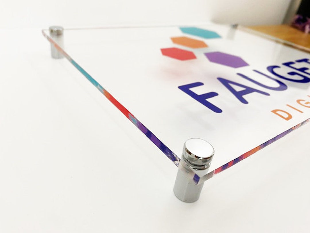 Acrylic Office Reception Sign Printed Business Sign Mounted Printed ...