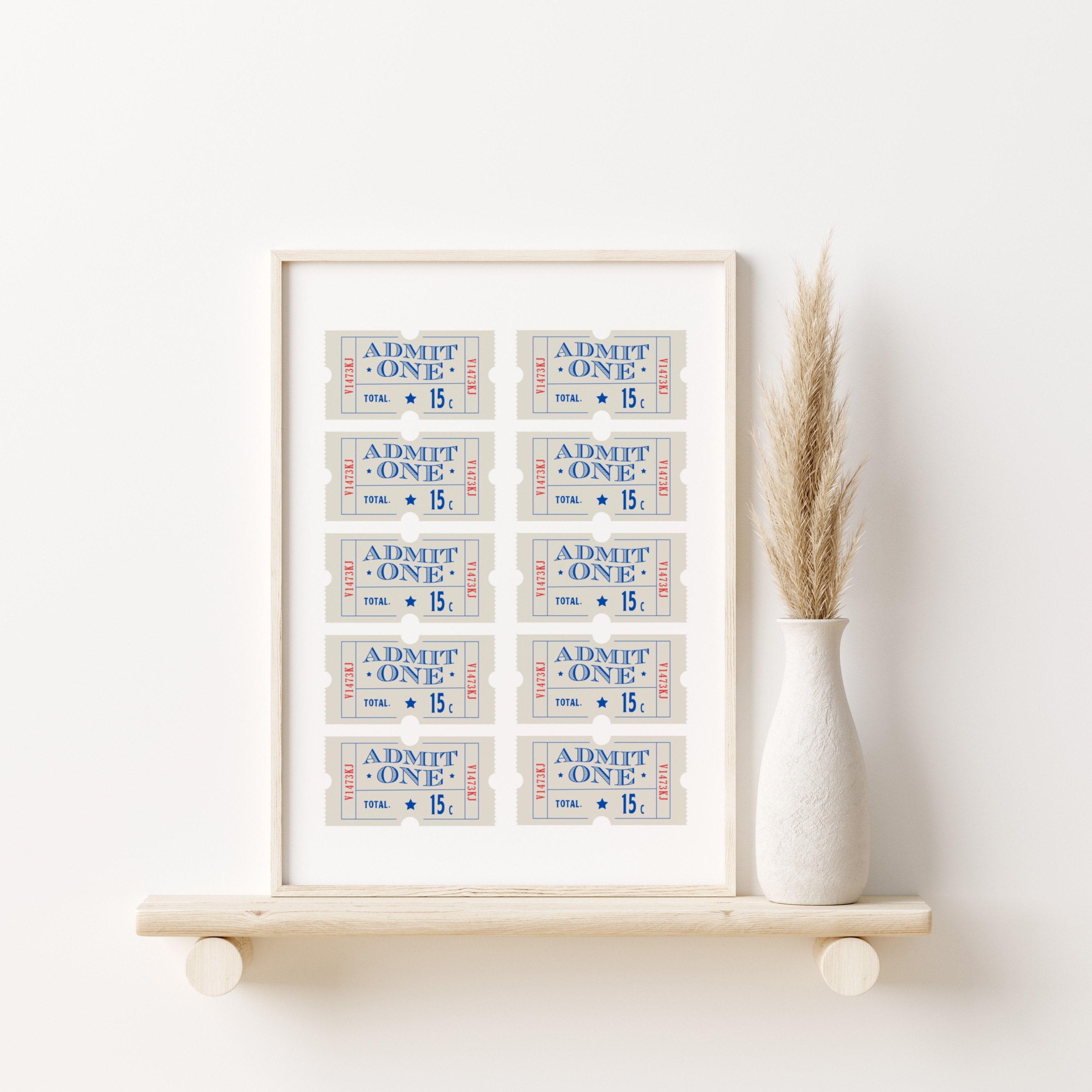 Fourth of July Vintage Admission Ticket Stub Gallery Printable Wall Art ...