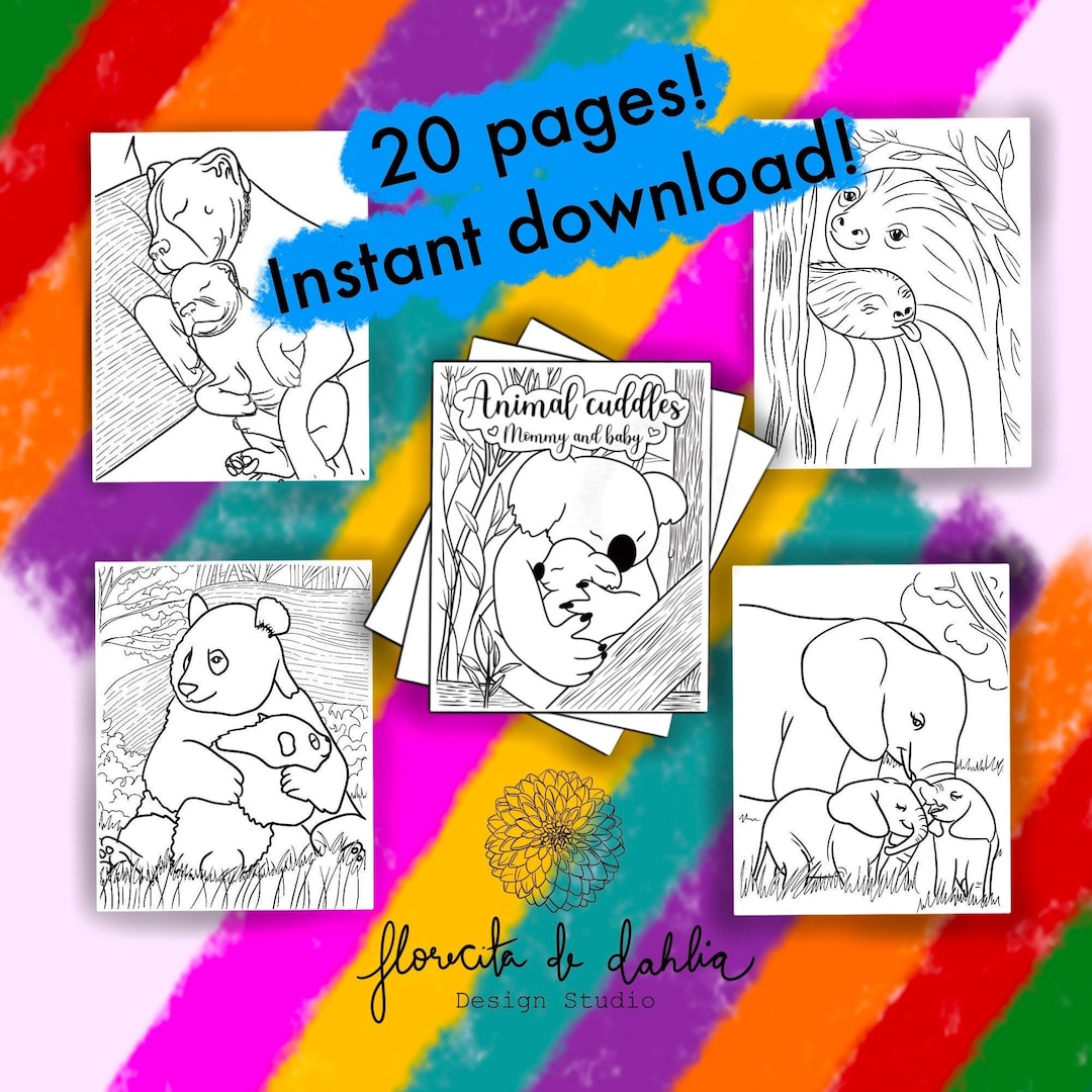 Cute Mommy and Baby Animal Coloring Book | Coloring Pages | Fun ...