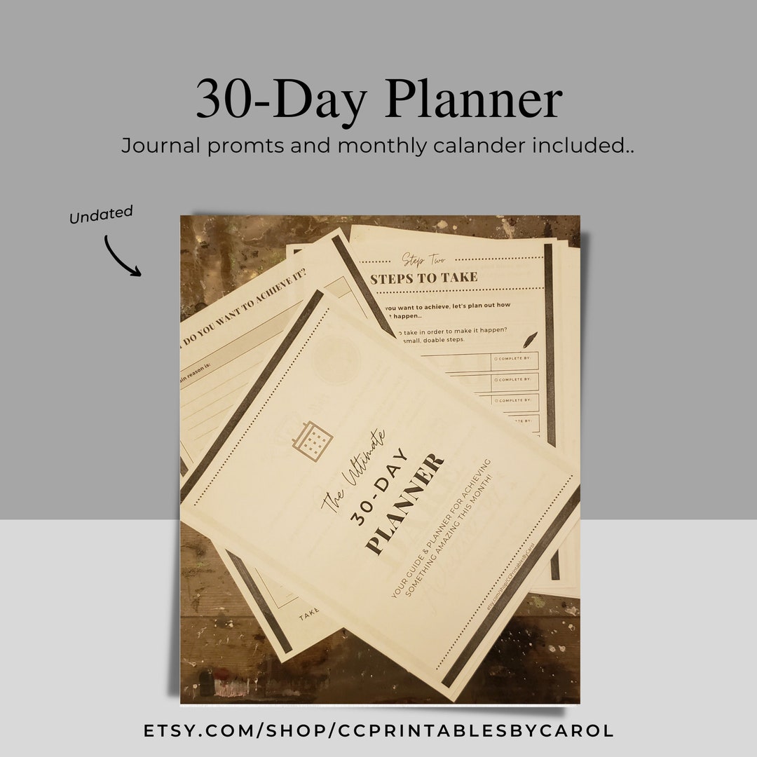 30-day Goal Planner With Journal Prompts (digital Download) - Etsy