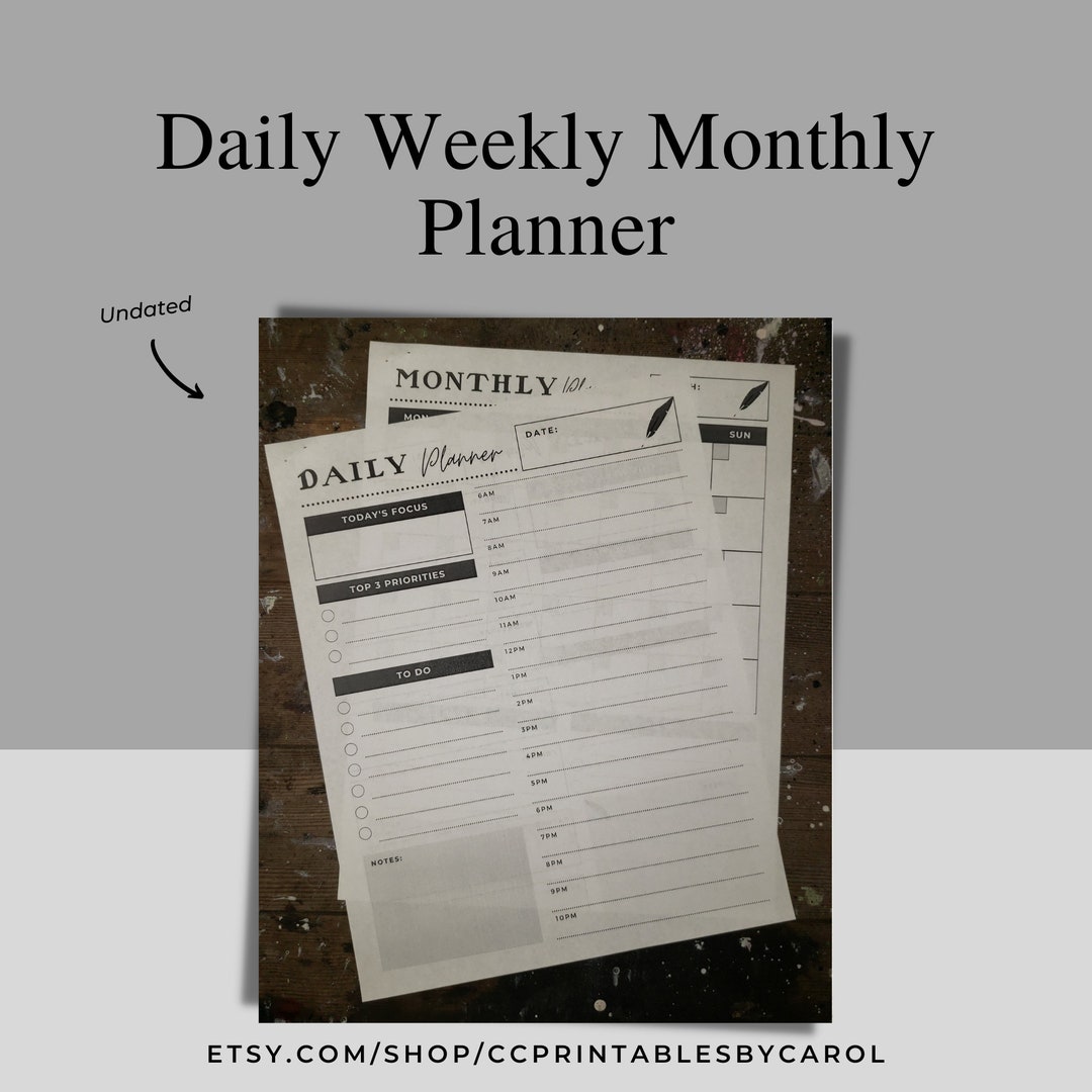 Undated Daily Weekly Monthly Planner - Etsy