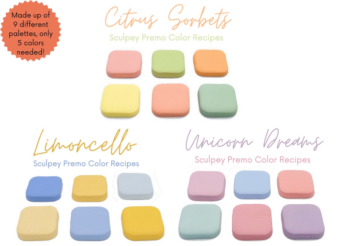 Big Bundle Sculpey Premo Polymer Clay Color Recipes Summer - Etsy
