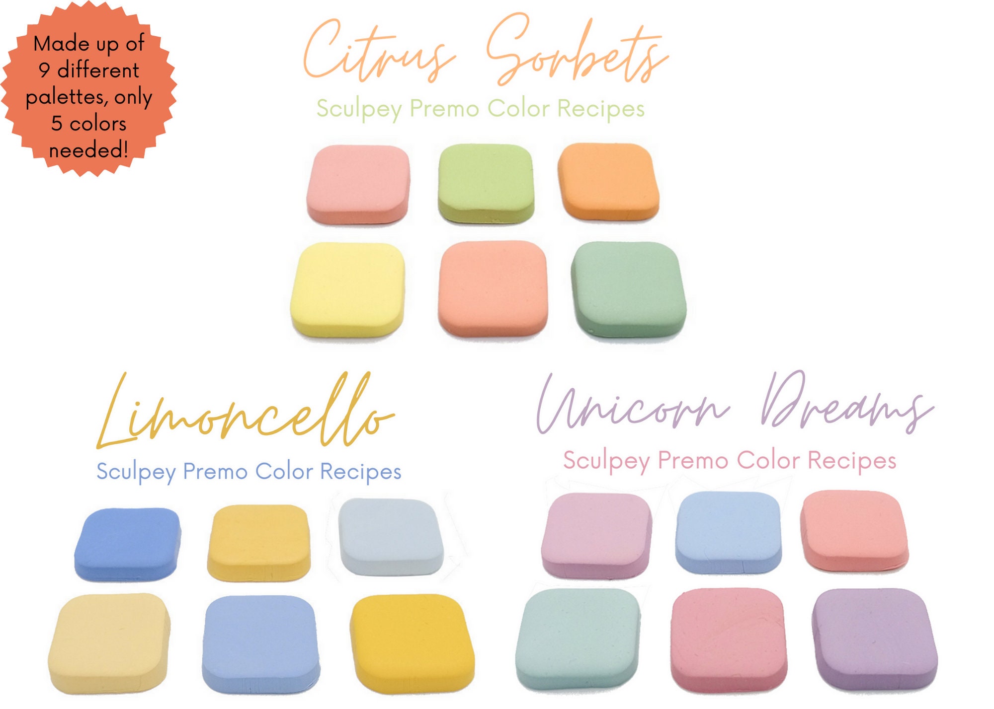 Big Bundle, Sculpey Premo, Polymer Clay Color Recipes, Summer Spring ...