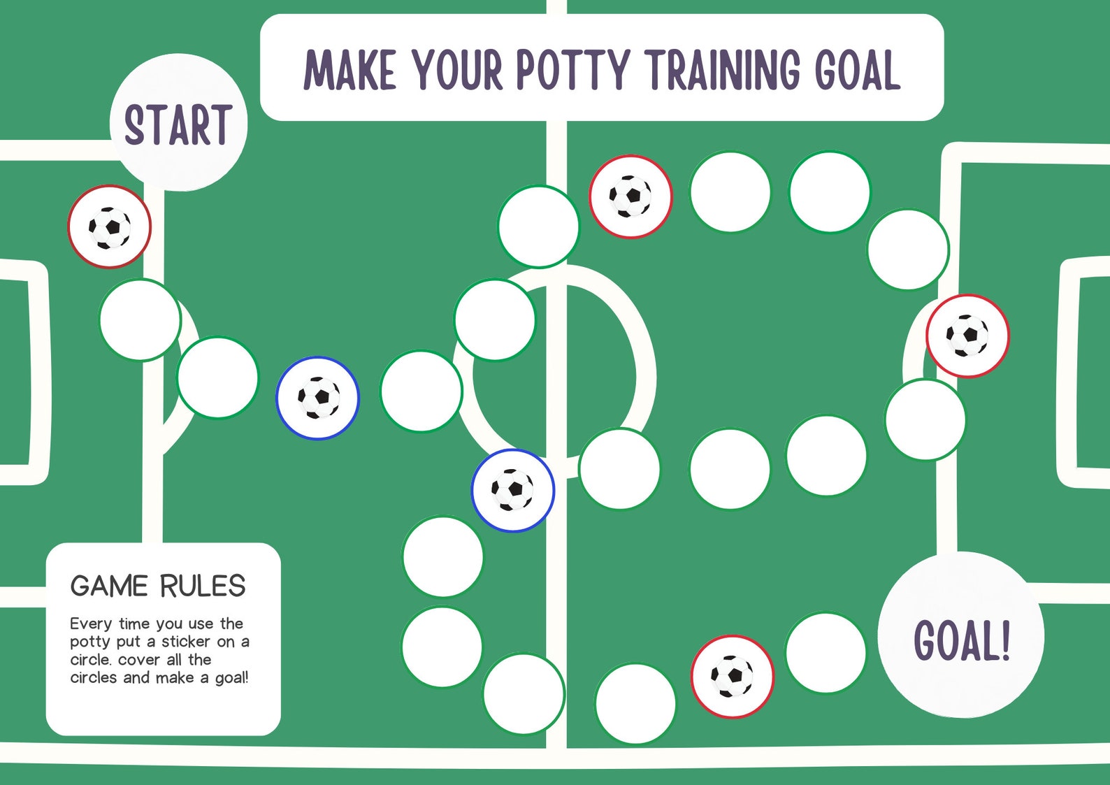 Potty Training Soccer Game Chart Printable PDF - Etsy
